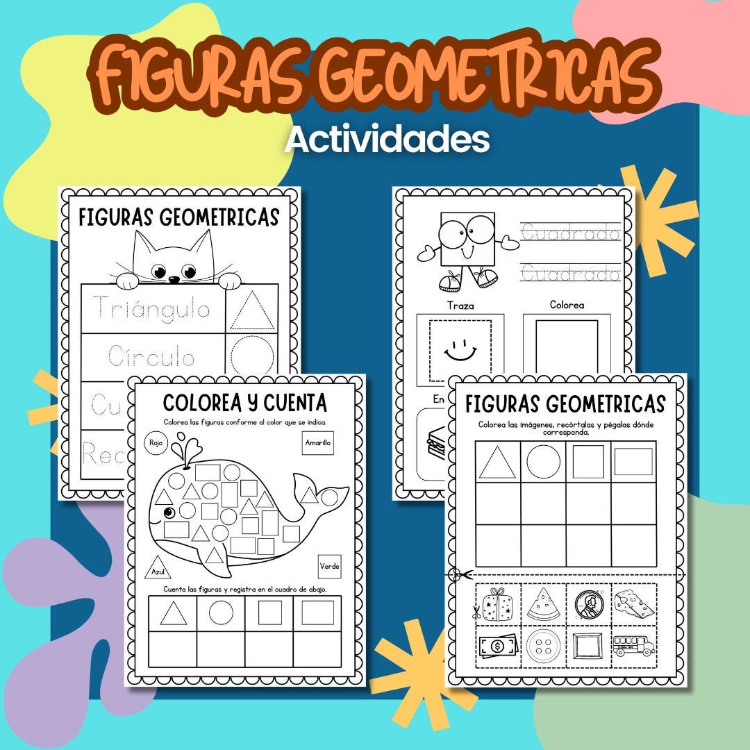 Aprendiendo Figuras Geométricas-hojas De Trabajo Para Imprimir, SPANISH ...