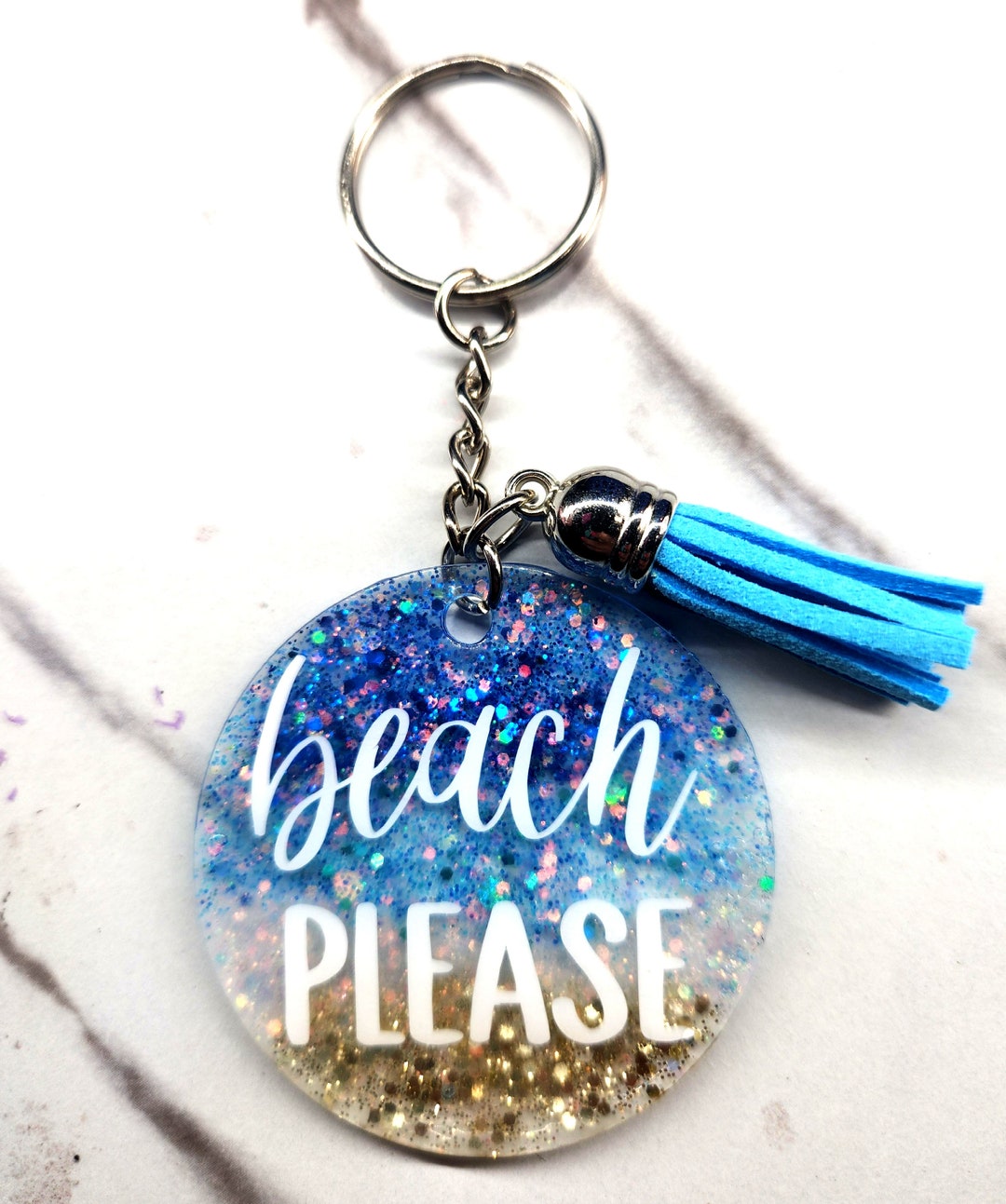 Beach Please Keychain - Sparkly Ombre - Etsy