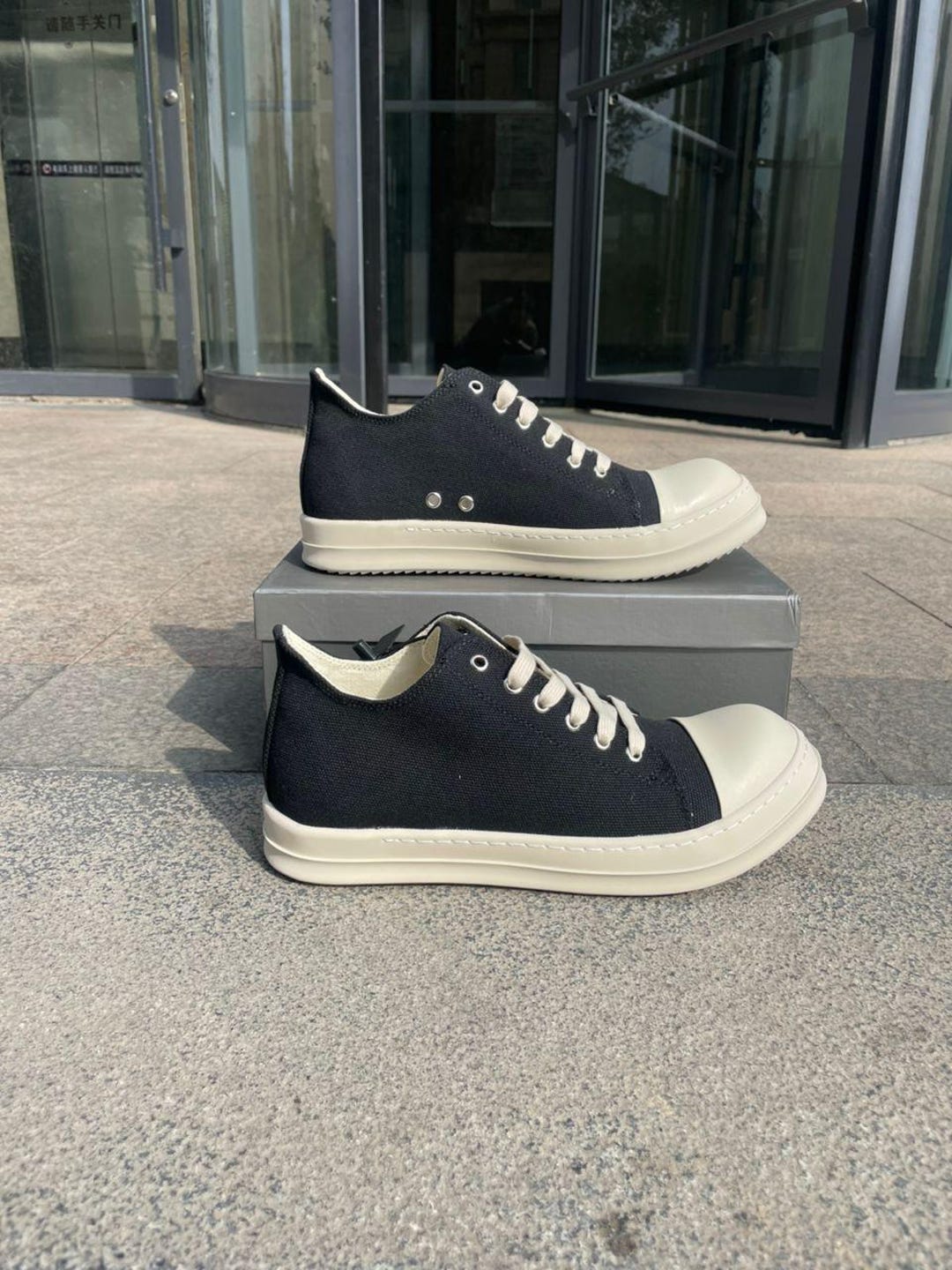 Rick Owens Style Black Canvas Chunky Sneakers: Unisex Low Top Shoes - Etsy