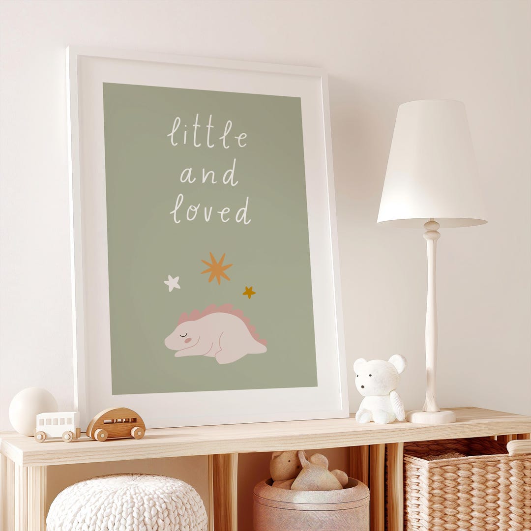 Little and Loved Kids Poster Digital Download Sage Green Print Nursery ...