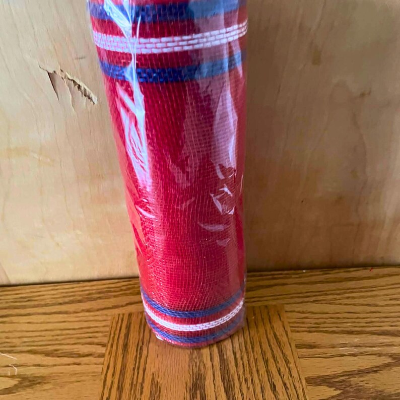 10" Red White Blue Deco Mesh, Border Stripe Mesh for Wreaths, Wreath ...