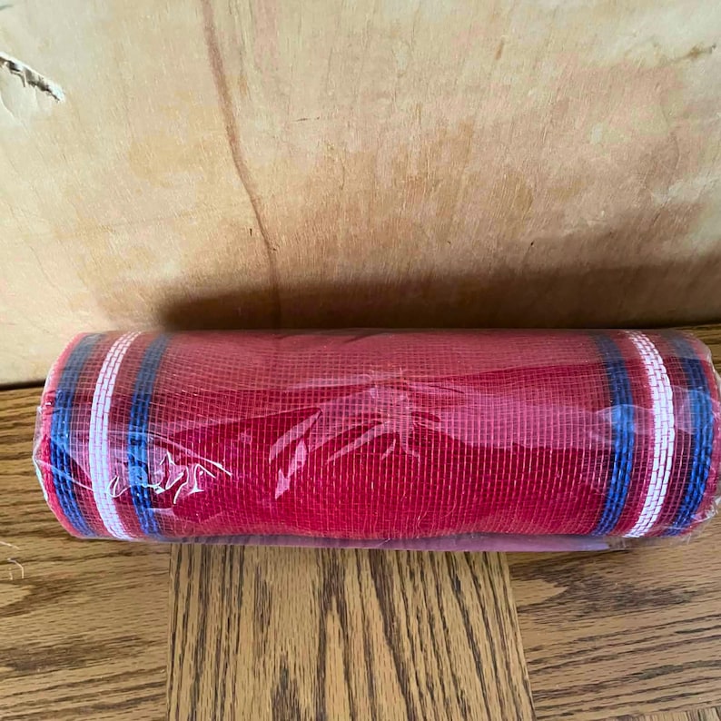 10" Red White Blue Deco Mesh, Border Stripe Mesh for Wreaths, Wreath ...