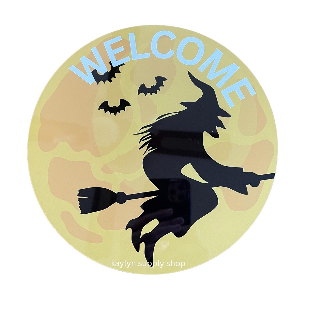 Witch and Bat Halloween Wreath Sign, Witch Wreath Sign, Witch Wreath ...