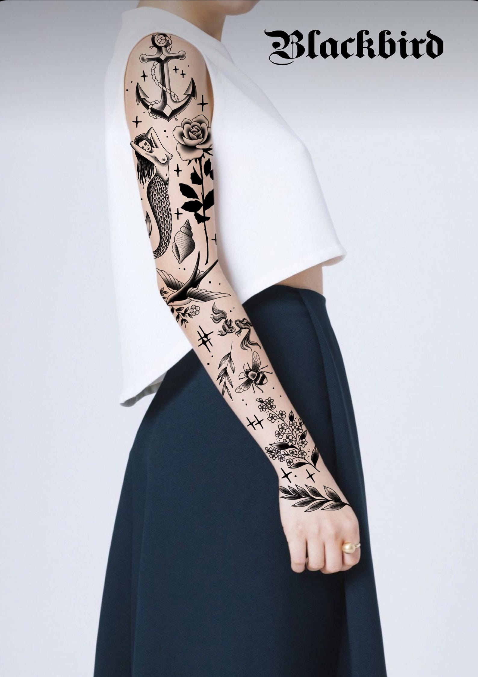 Temporary Tattoo Set 30cm - Blackwork Style - Etsy