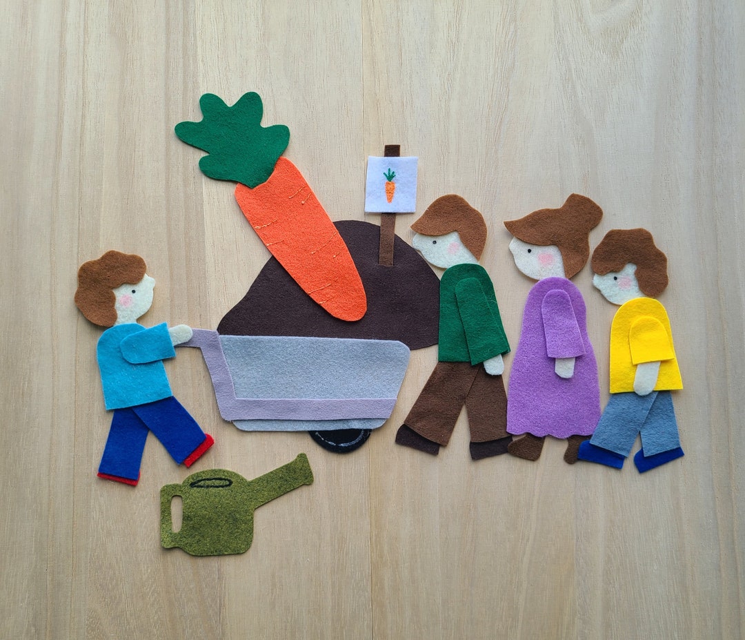 The Carrot Seed Felt Story Circle Time Story Felt Stories Felt Toys ECE ...
