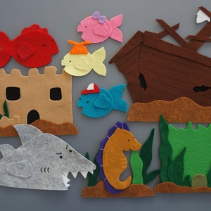 The Three Little Fish and the BIG BAD SHARK Felt Story Ocean Animal ...