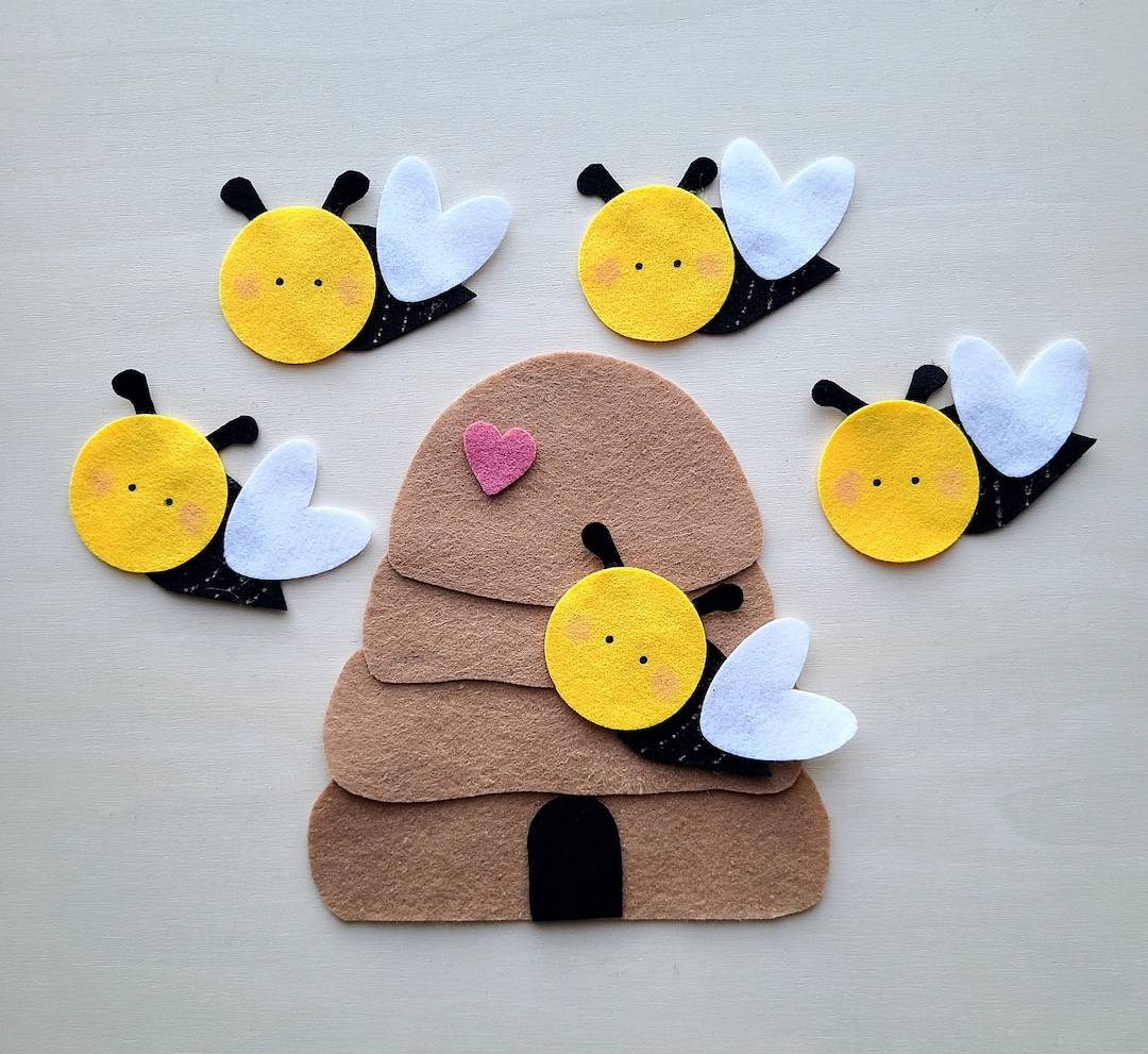Five Little Bees Felt Set Felt Stories Felt Board Stories Flannel Board ...