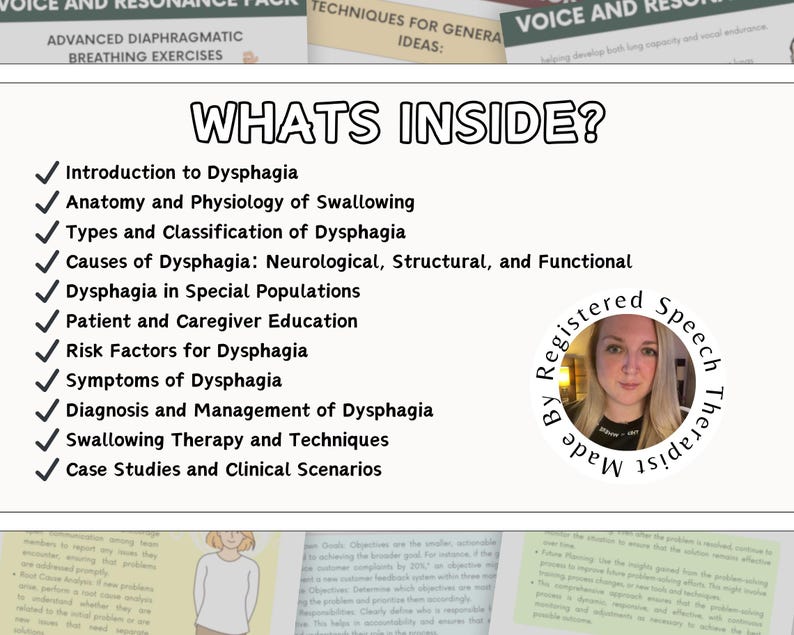 Dysphagia Pack, PDF, Patient Handouts, Worksheets, Resources ...