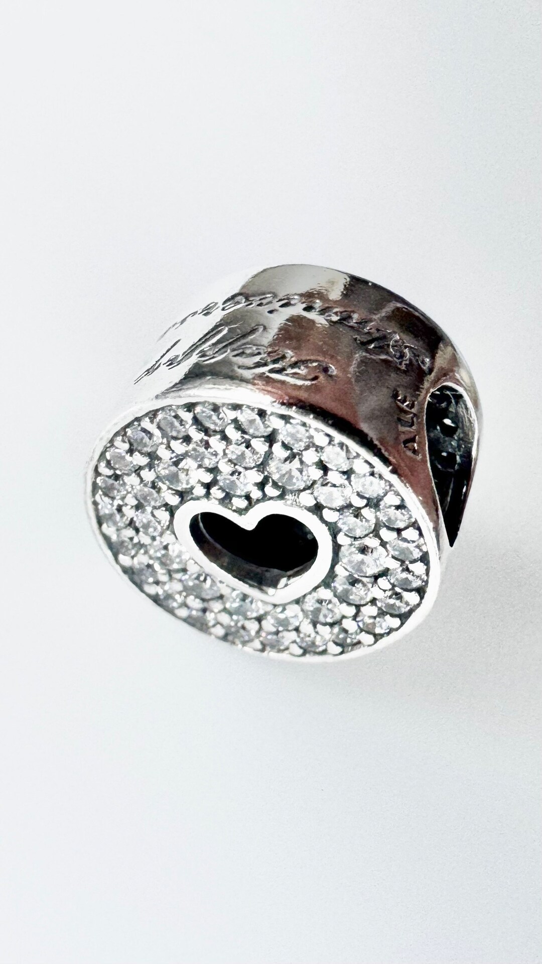 Authentic Original Pandora Charm Pavé and Heart Anniversary 791977CZ ...