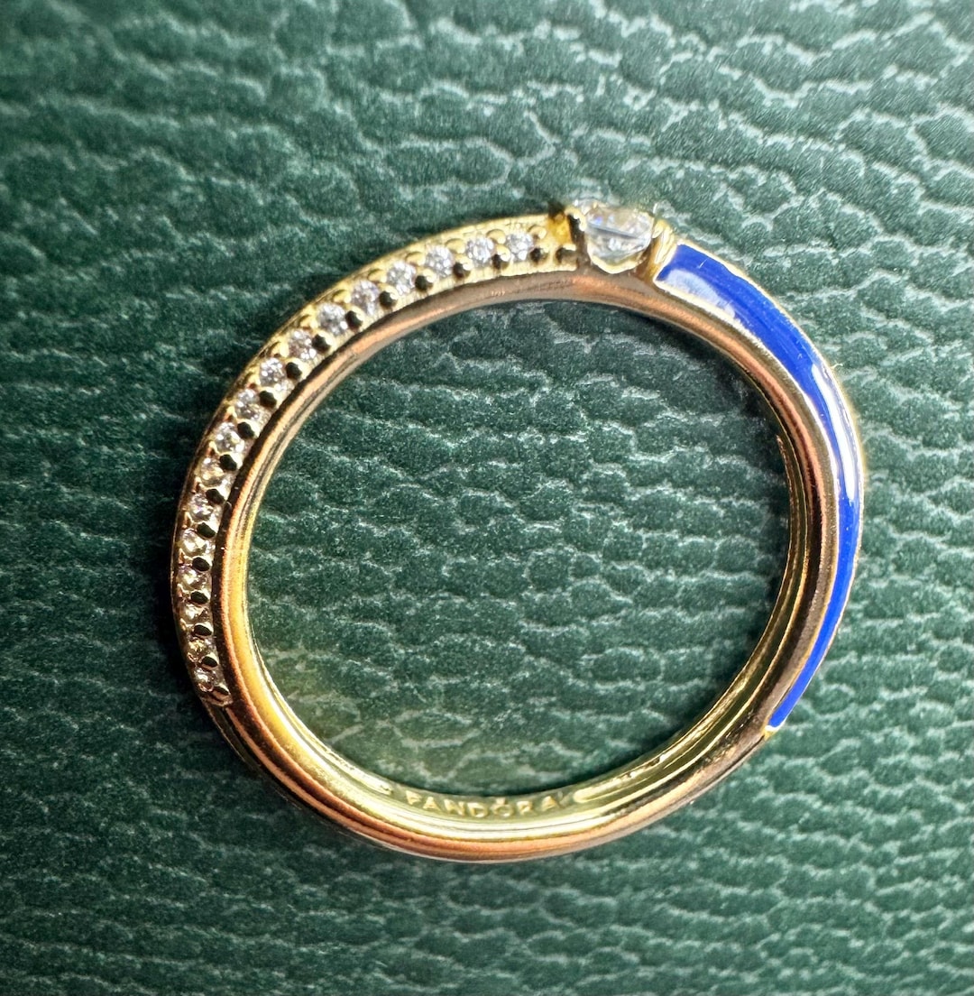 Original Pandora ME Pavé & Blue Double Ring 162528C01-50 New - Etsy