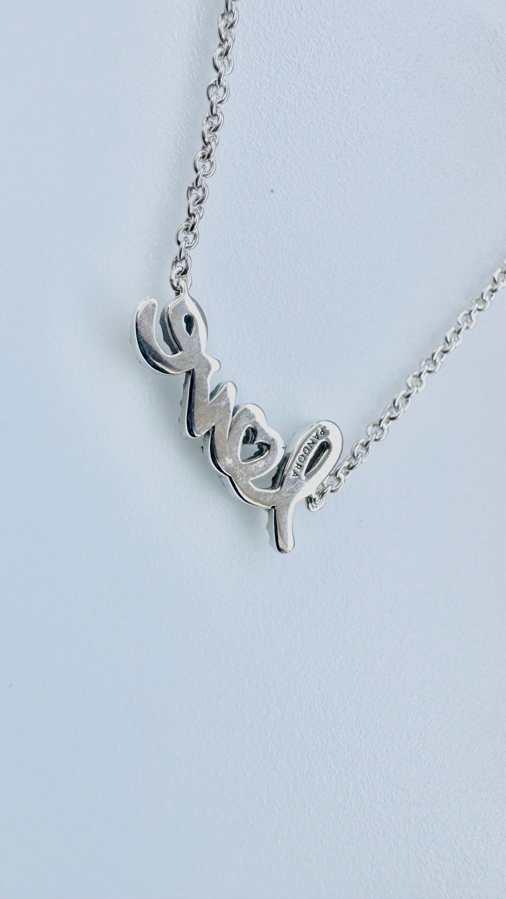 Original Pandora Necklace Sparkling Handwritten Love With Zirconia 393076C01 45 Cm Silver 925 New Etsy