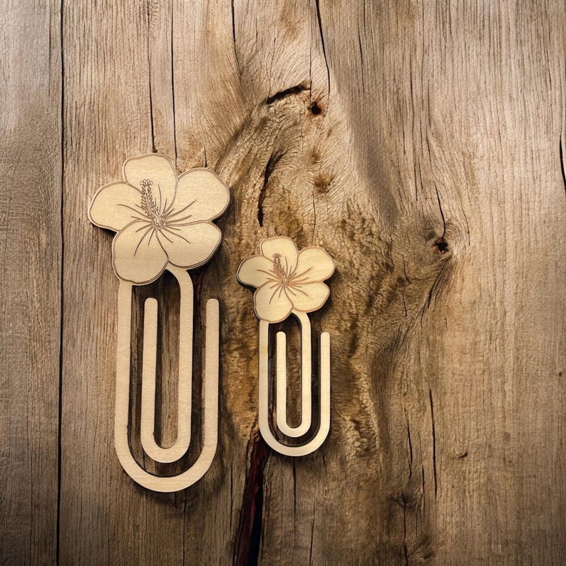 Wood Flower Paperclip Bookmark Set of 2 – Floral Bookmarks Book Lover ...
