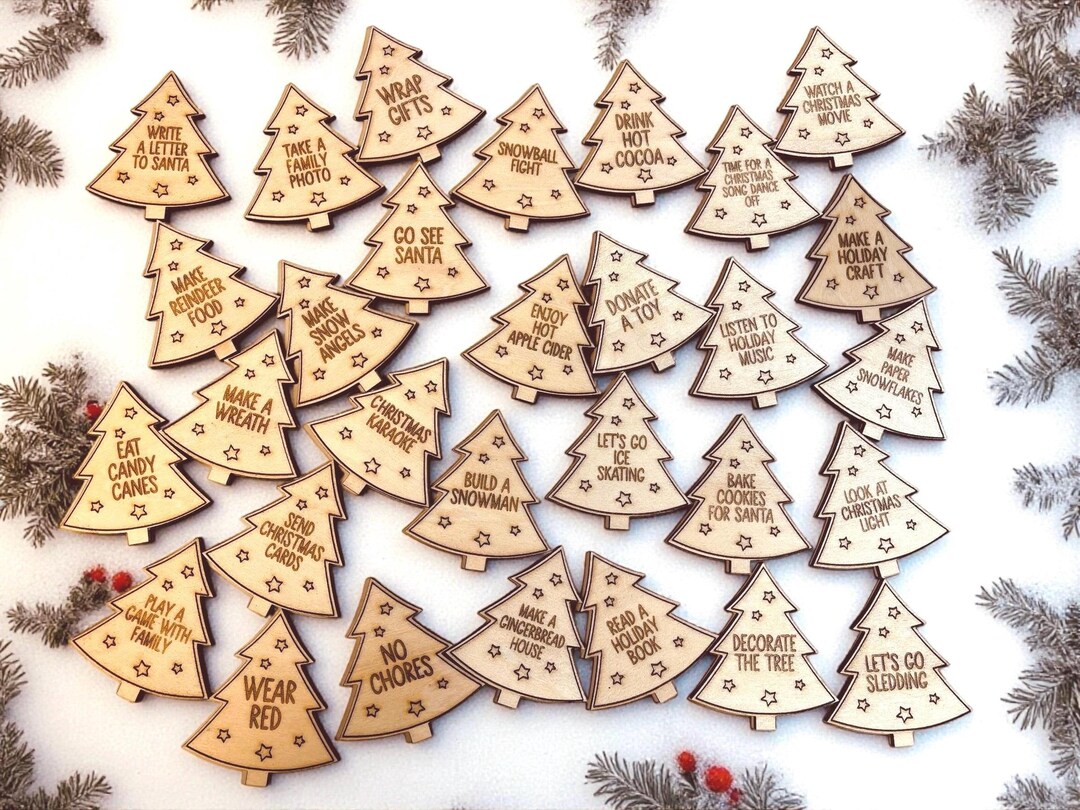 Wooden Christmas Activity Tokens Holiday Family Traditions Advent ...