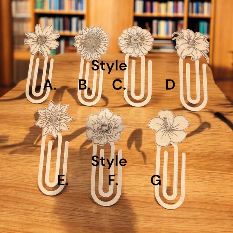 Wood Flower Paperclip Bookmark Set of 2 – Floral Bookmarks Book Lover ...