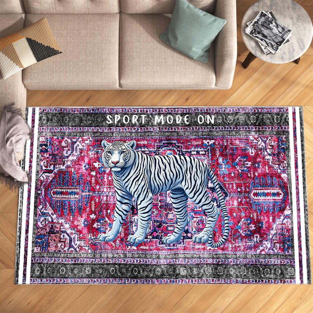 Bengal Tiger Rug, Tiger Rug,heriz Rug, Red Heriz Rug, Red Rug 4x6, Red ...