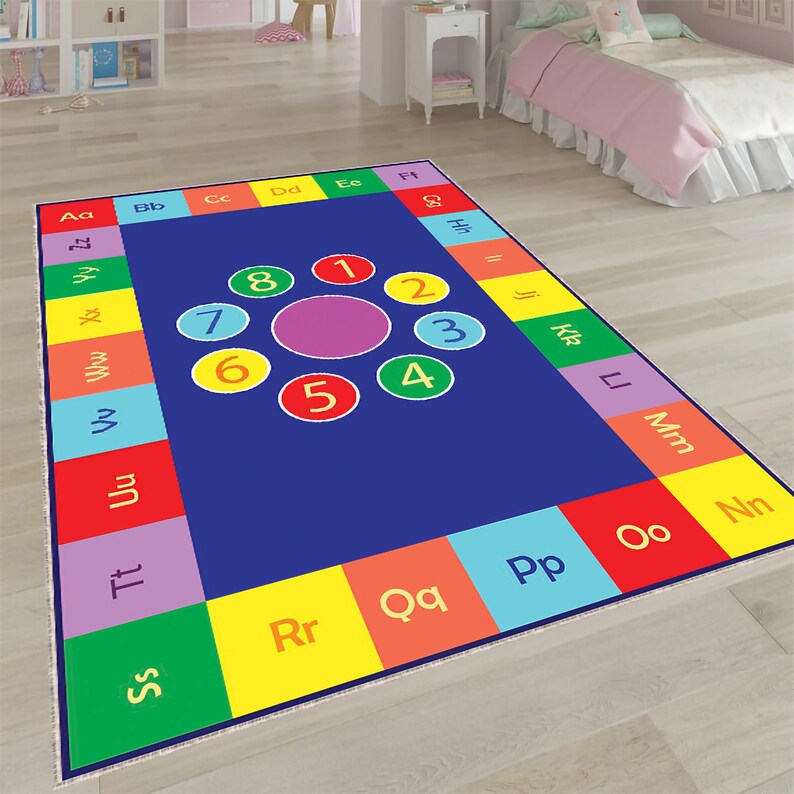Colorful Alphabet Number Rug – Kids Educational Playroom Rug - Etsy