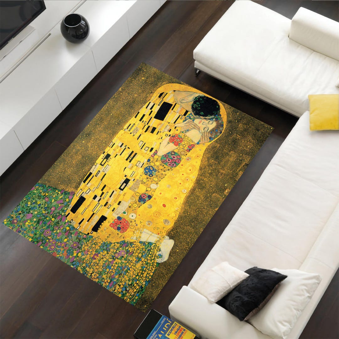 Gustav Klimt the Kiss Rug,classic Art Rug,fine Art Area Rug,luxury Art ...