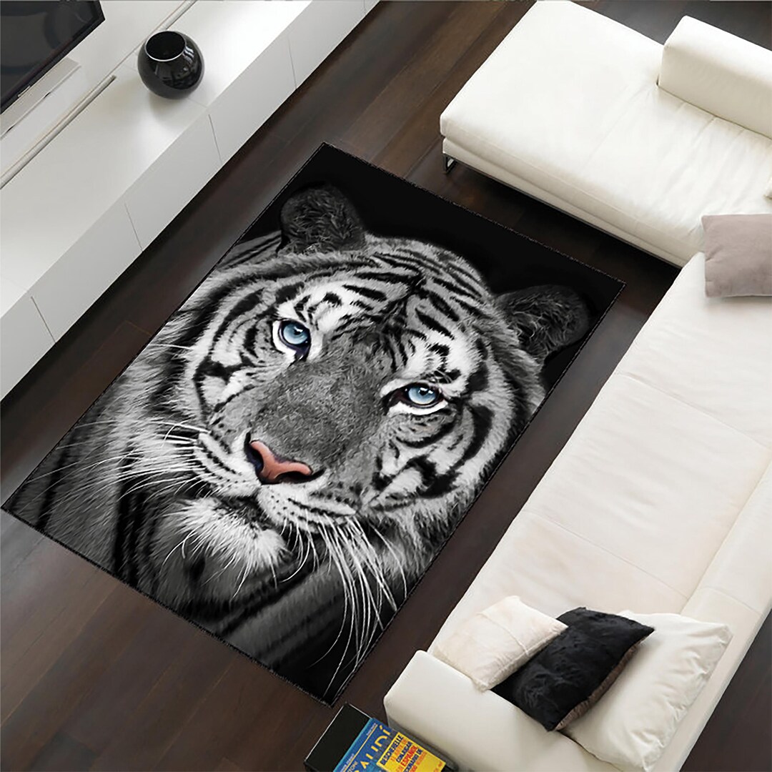 Bengal Tiger Face Rug: Washable Jungle Animal Floor Mat - Etsy