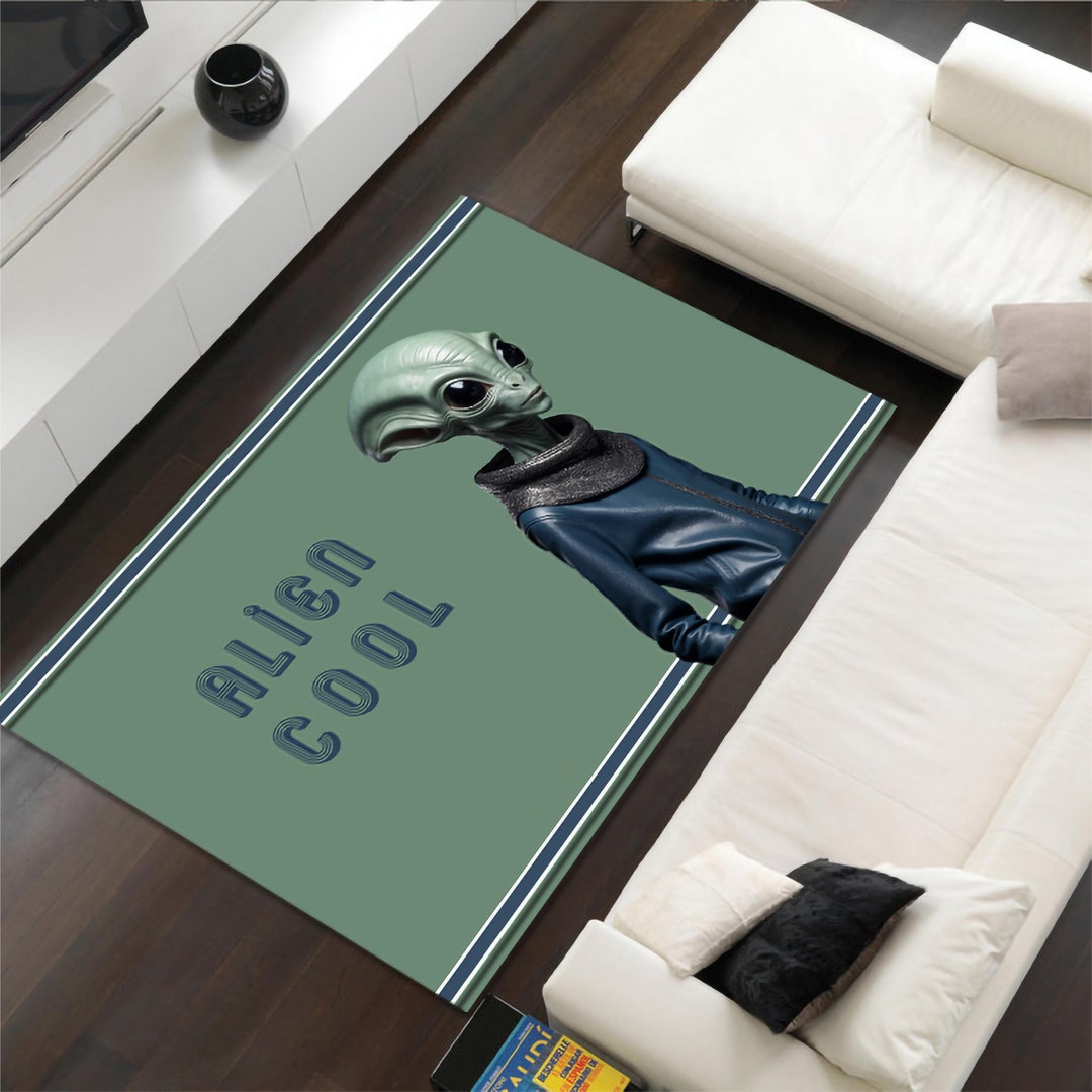 Green Alien Rug, Space Rug, Cool Rug, Cool Ailen Rug, Alien Themed Rug ...
