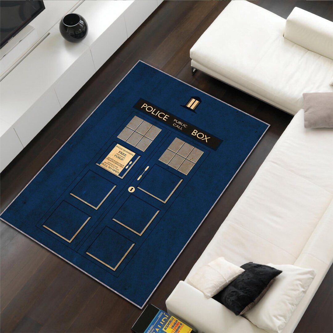 Time Travel Rug, Blue Police Box Rug, British Phone Booth Rug, Geeky ...