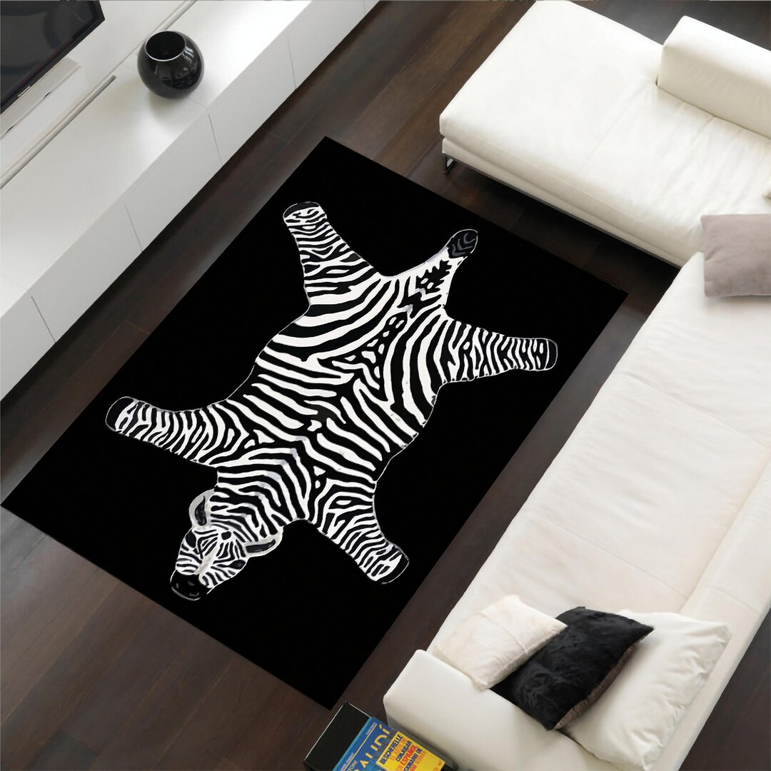 Zebra Pattern Rug, Black and White Rug, Animal Rug, Persian Animal Rug ...