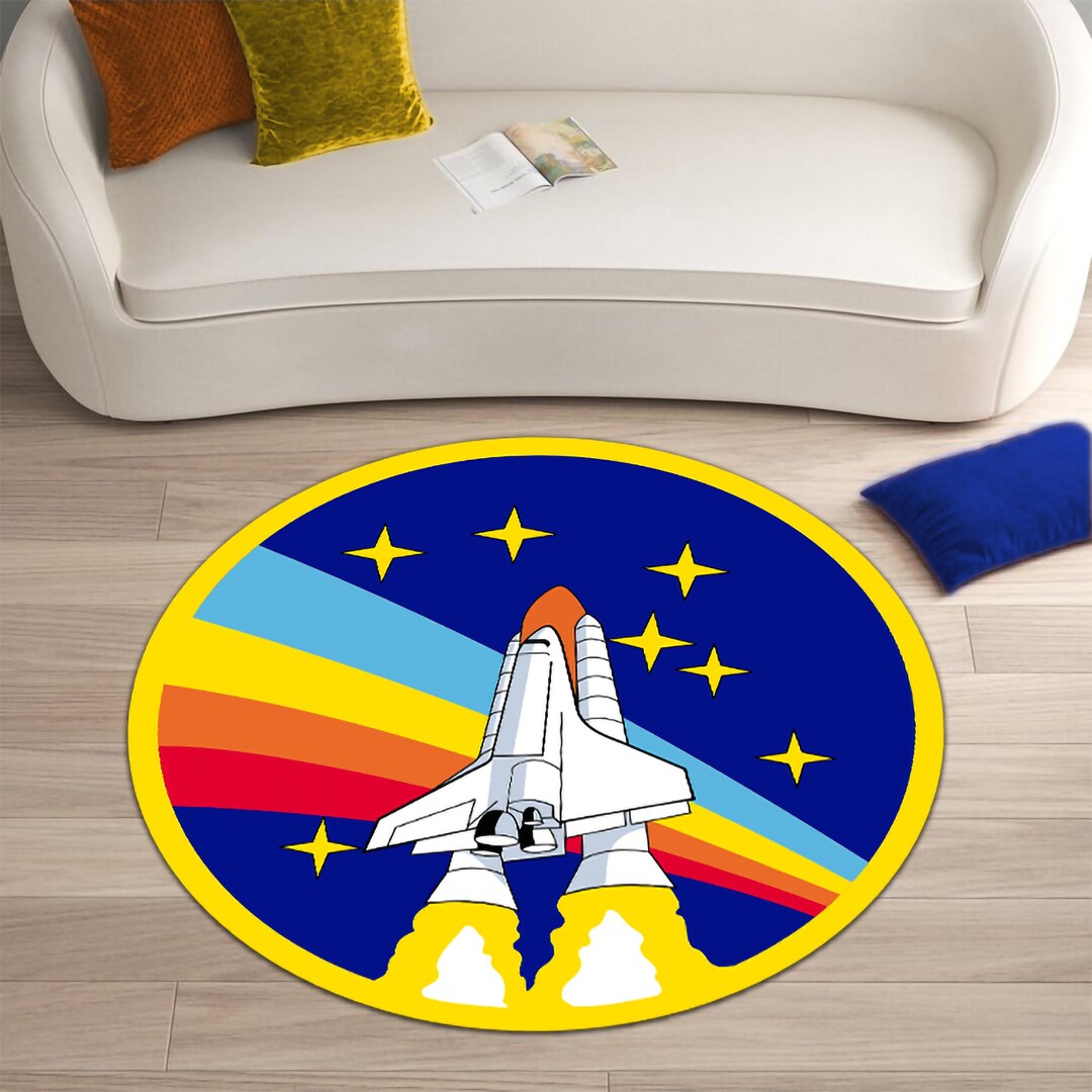 Round Nasa Rug,nasa Rug,kids Room Rug,children Decor Rug,children Room ...