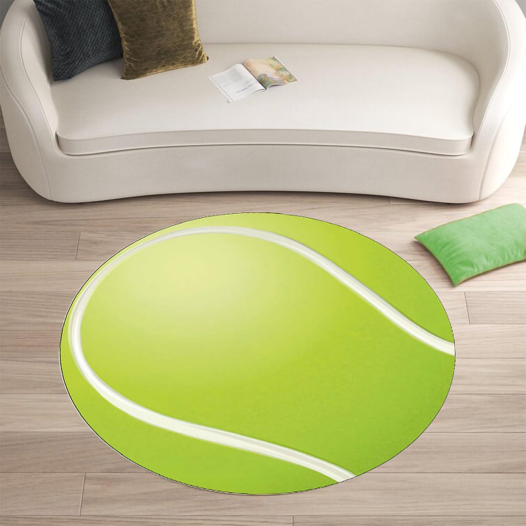 Tennis Ball Round Area Rug, Tennis Rug, Circle Rug, Tennis Gifts ...
