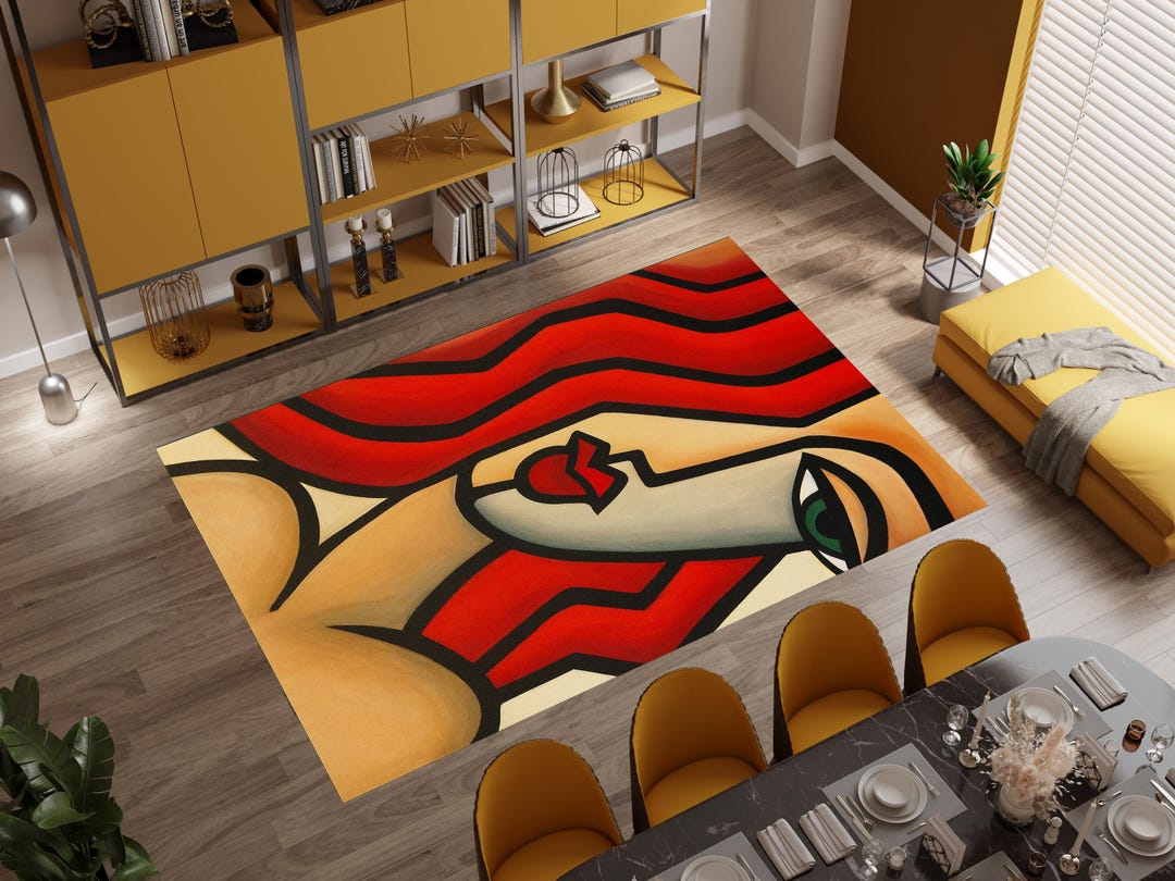 Abstract Woman Face Area Rug: Modern Cubist Pop Art Decor - Etsy