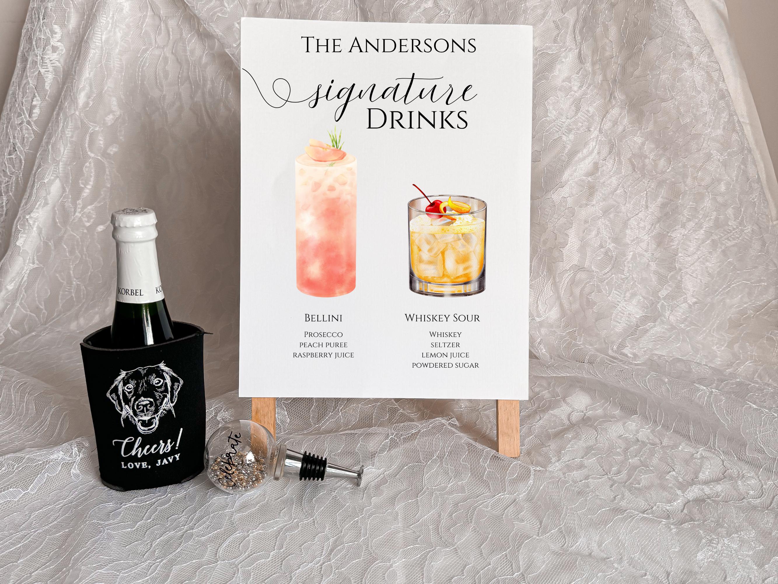 Signature Drinks Menu Template | 8x10 Drink Sign | Wedding Reception ...