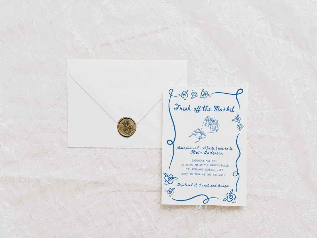 Hand Drawn Fresh off the Market Invitation Template Editable Digital ...