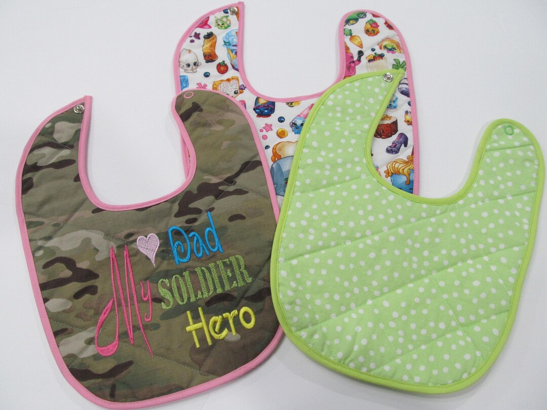 My Dad My Soldier My Hero Embroidered Multicam Baby Bib Set of 3 Baby ...