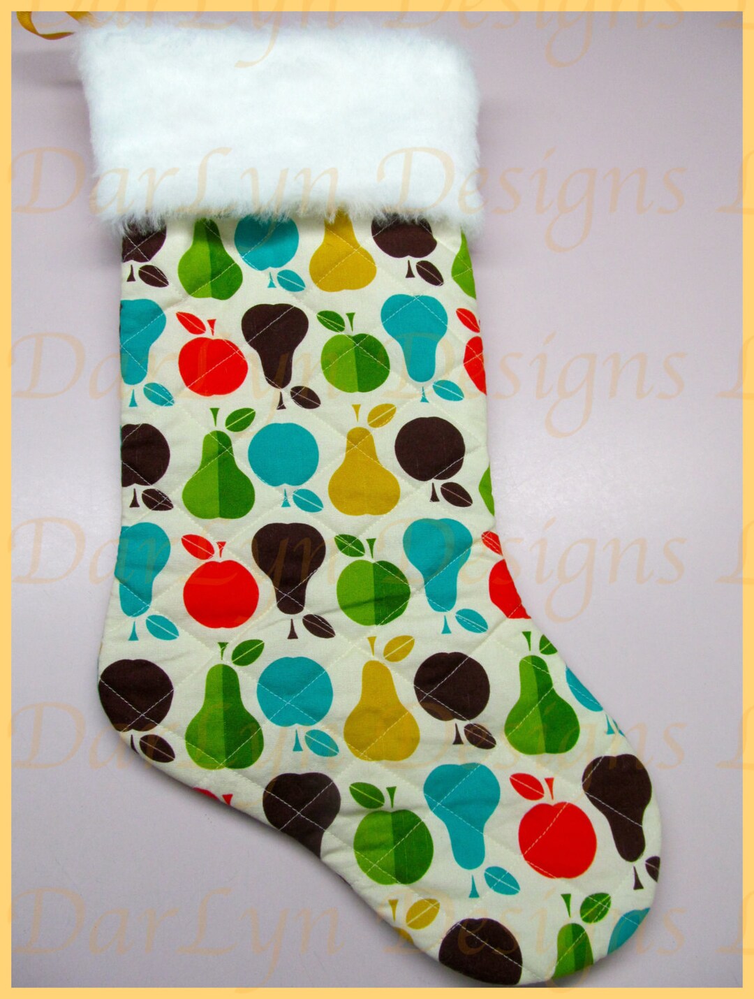 Quilted Apples and Pears Christmas Stocking - Etsy