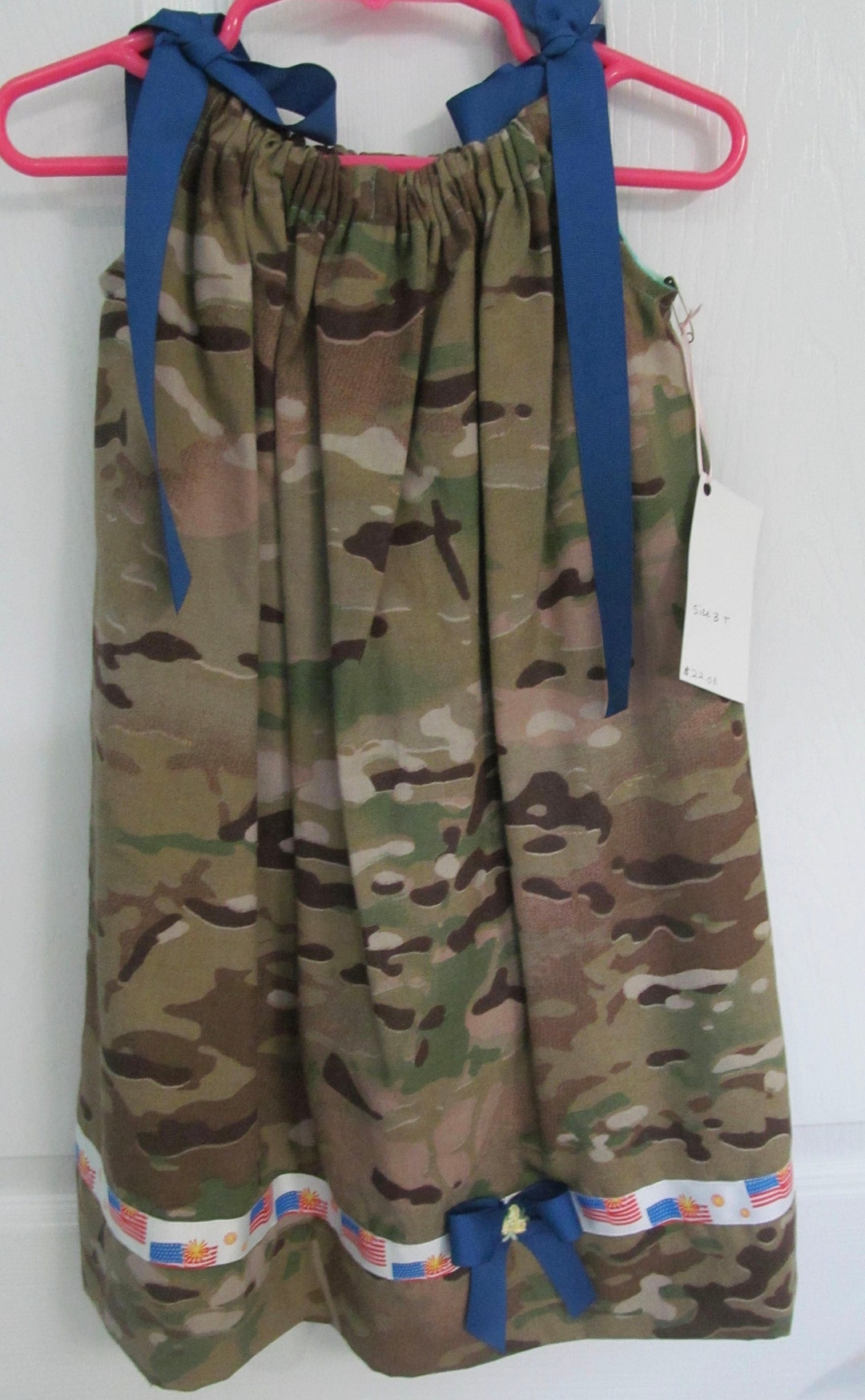 Multicam Camo Toddler Dress: Size 3T, Royal Blue Ribbon Trim - Etsy