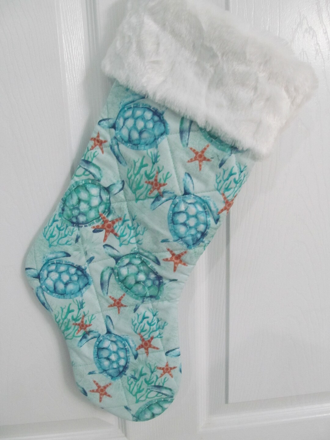 Coastal Sea Turtles and Starfish and Coral Christmas Stocking Lined and ...