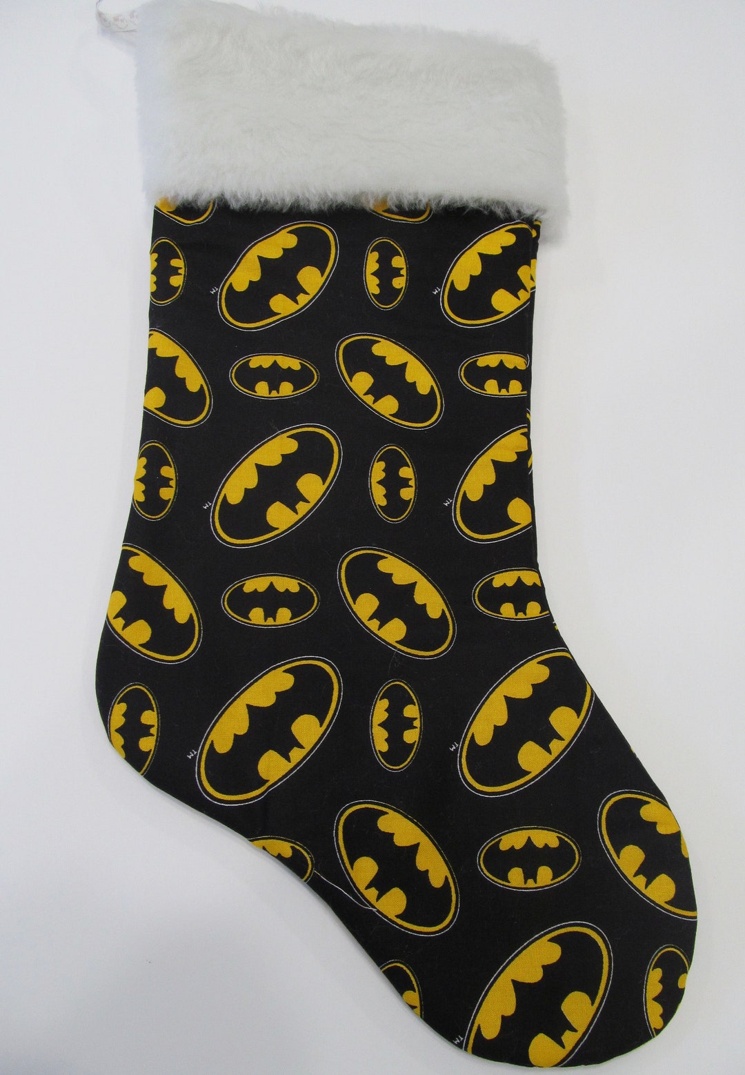 Batman Christmas Stocking Lined and Quilted White Fur Top - Etsy
