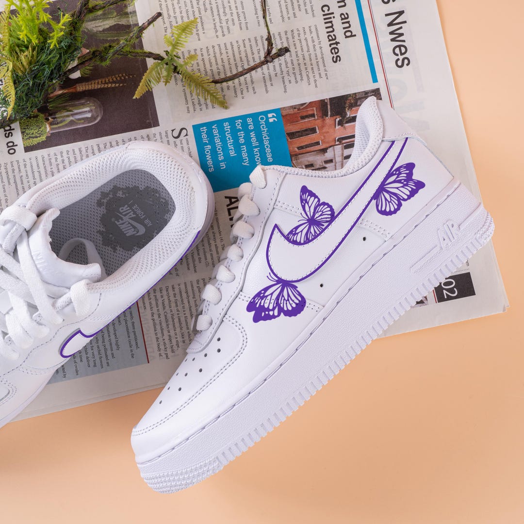 Hand Painted Purple Butterfly Air Force 1 Custom Colour Butterflies ...