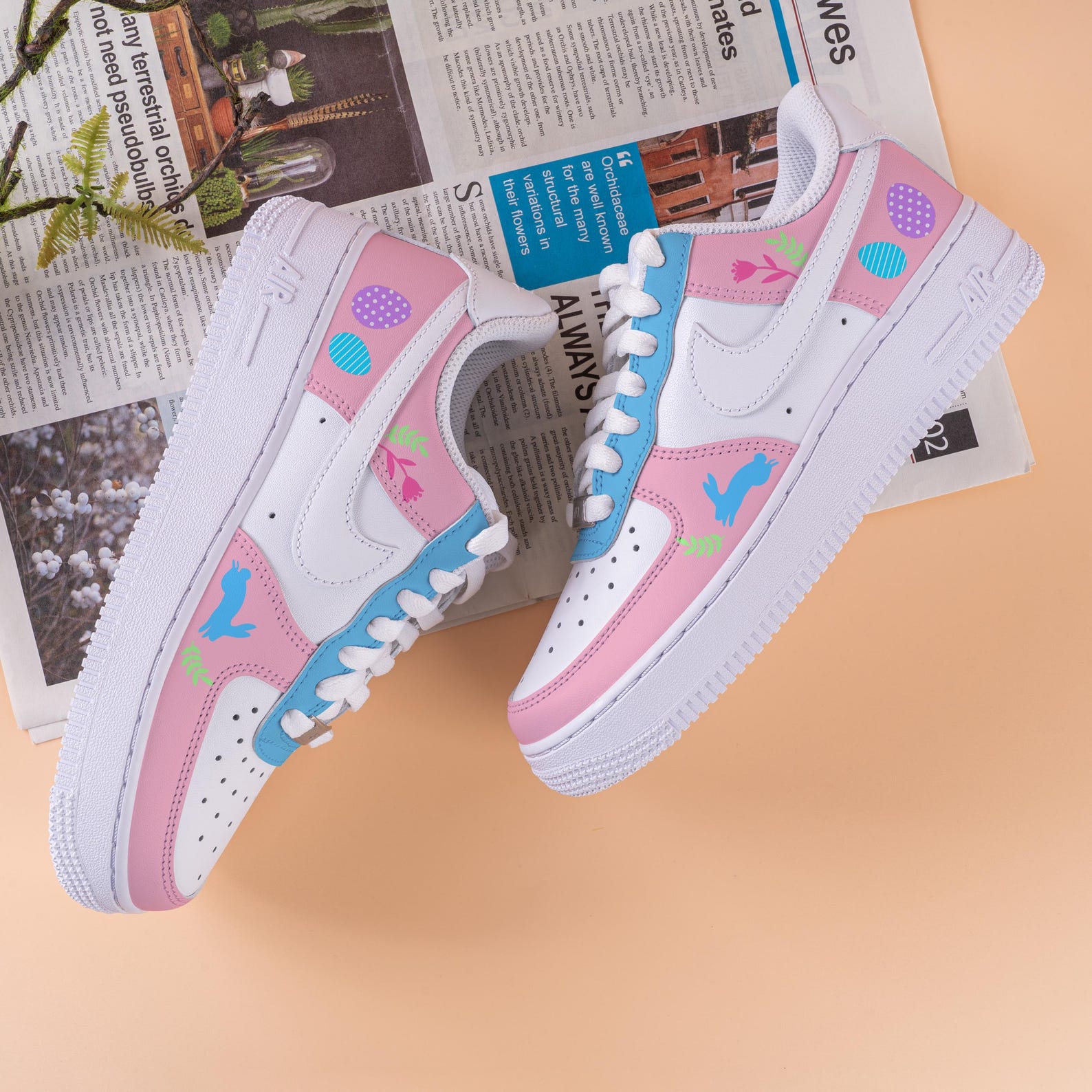 Easter Air Force One Hand Painted Blue Pink Air Force 1 Custom Easter ...