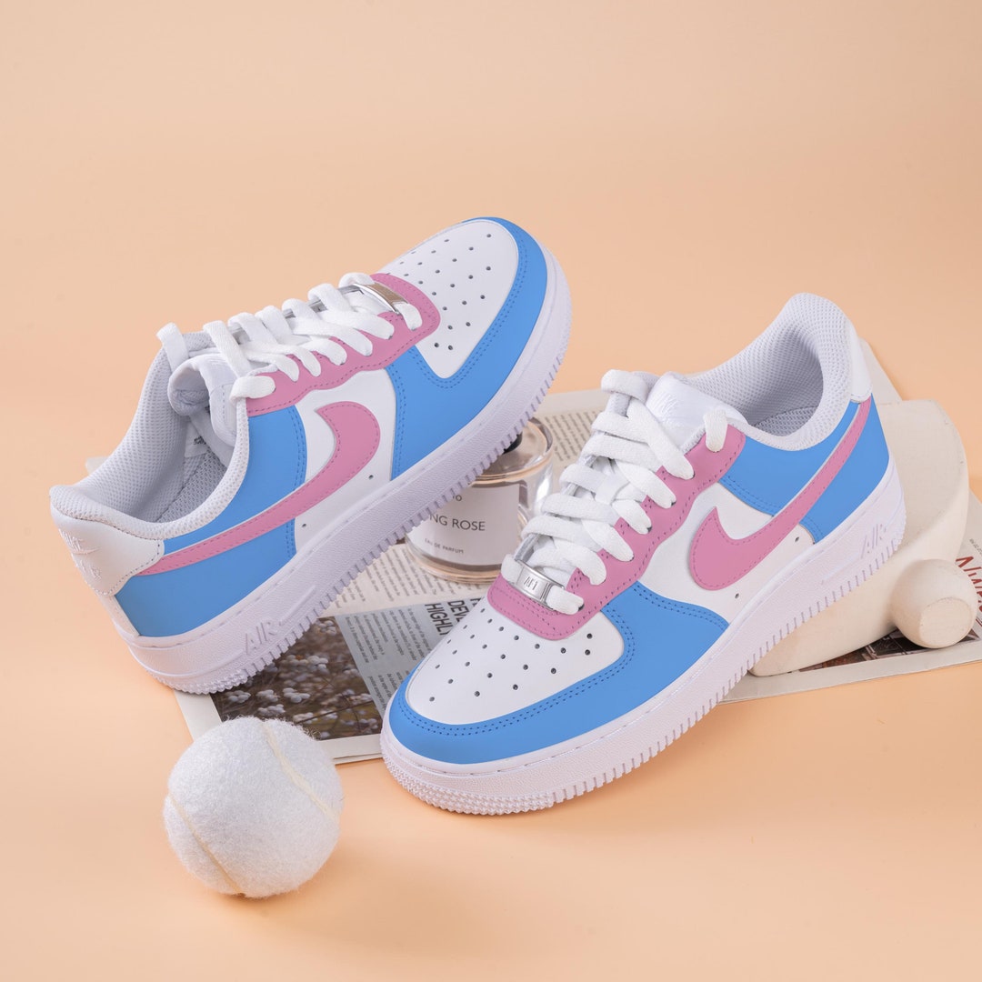 Blue Pink Hand Painted Air Force One Custom Blue Pink Air Force 1 ...