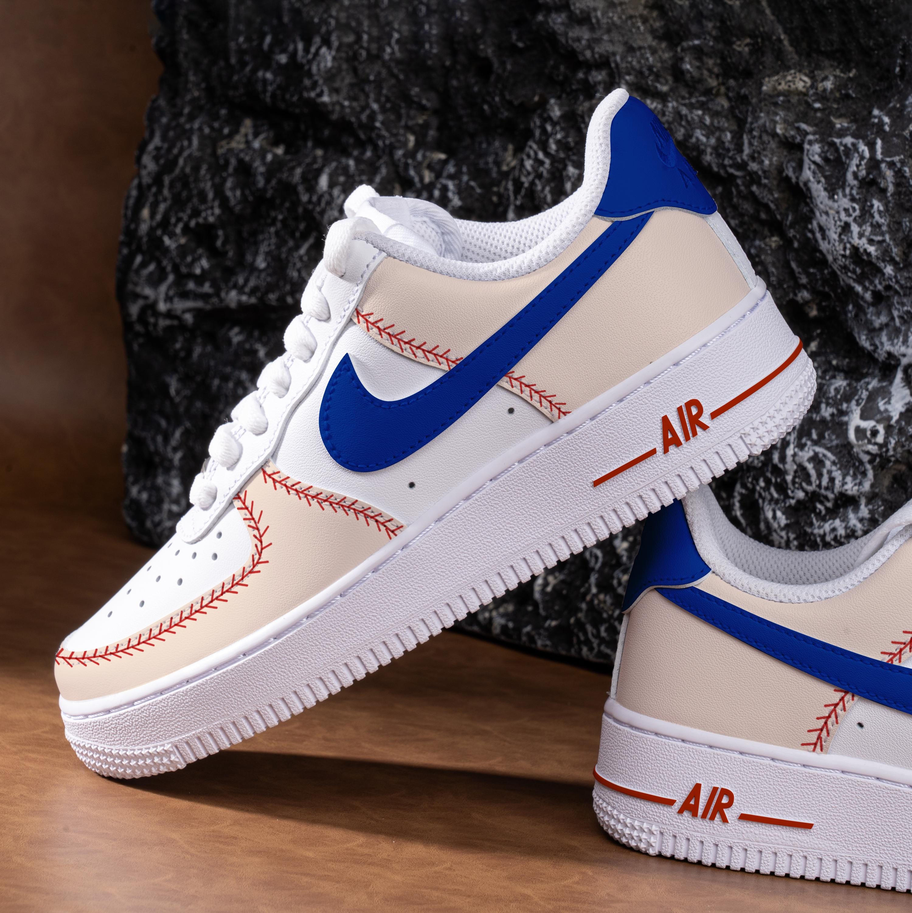 Hand Painted Baseball Sneakers Custom Baseball Themed Air Force 1 ...