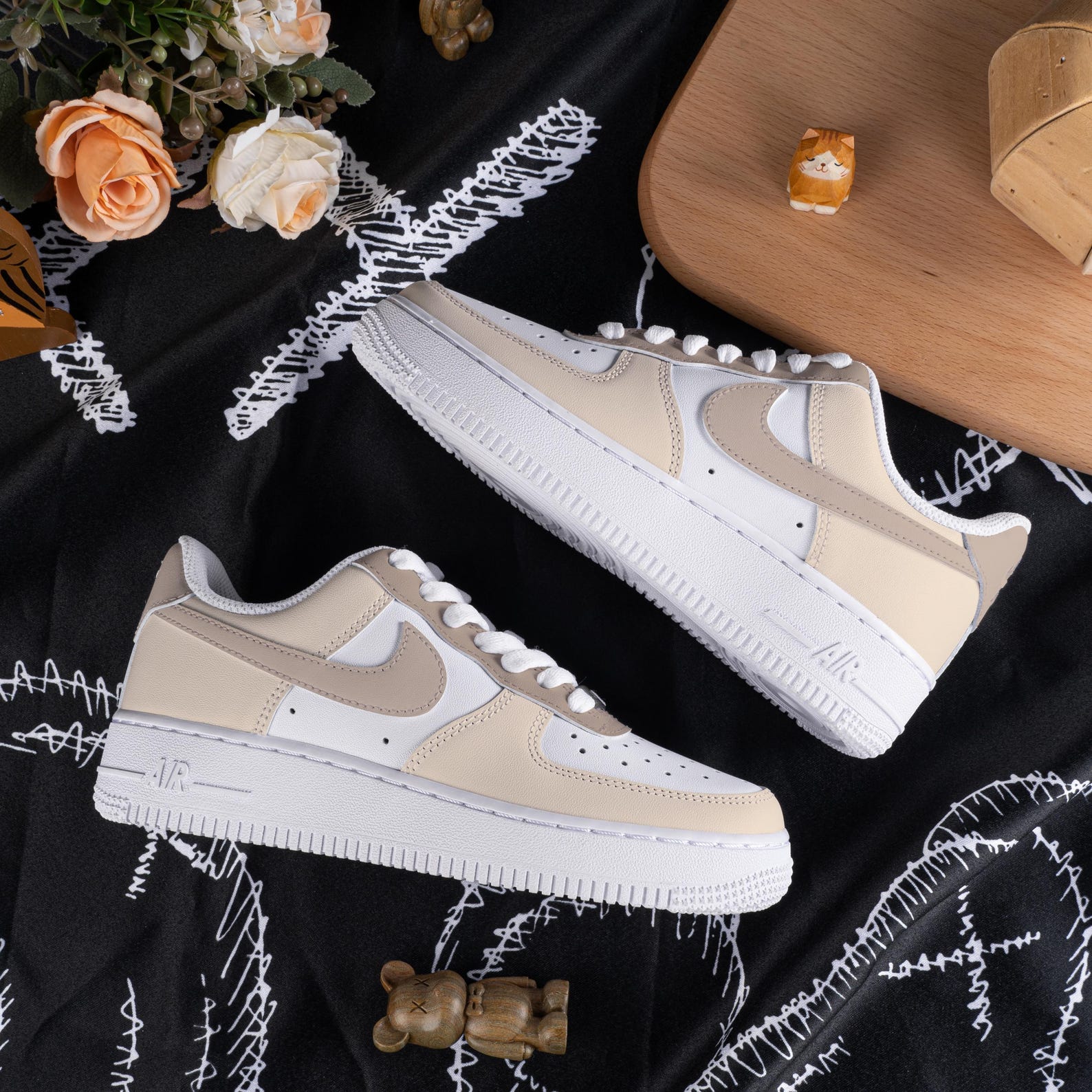 Beige Brown Air Force One Hand Painted Beige Air Force 1 Custom Brown ...