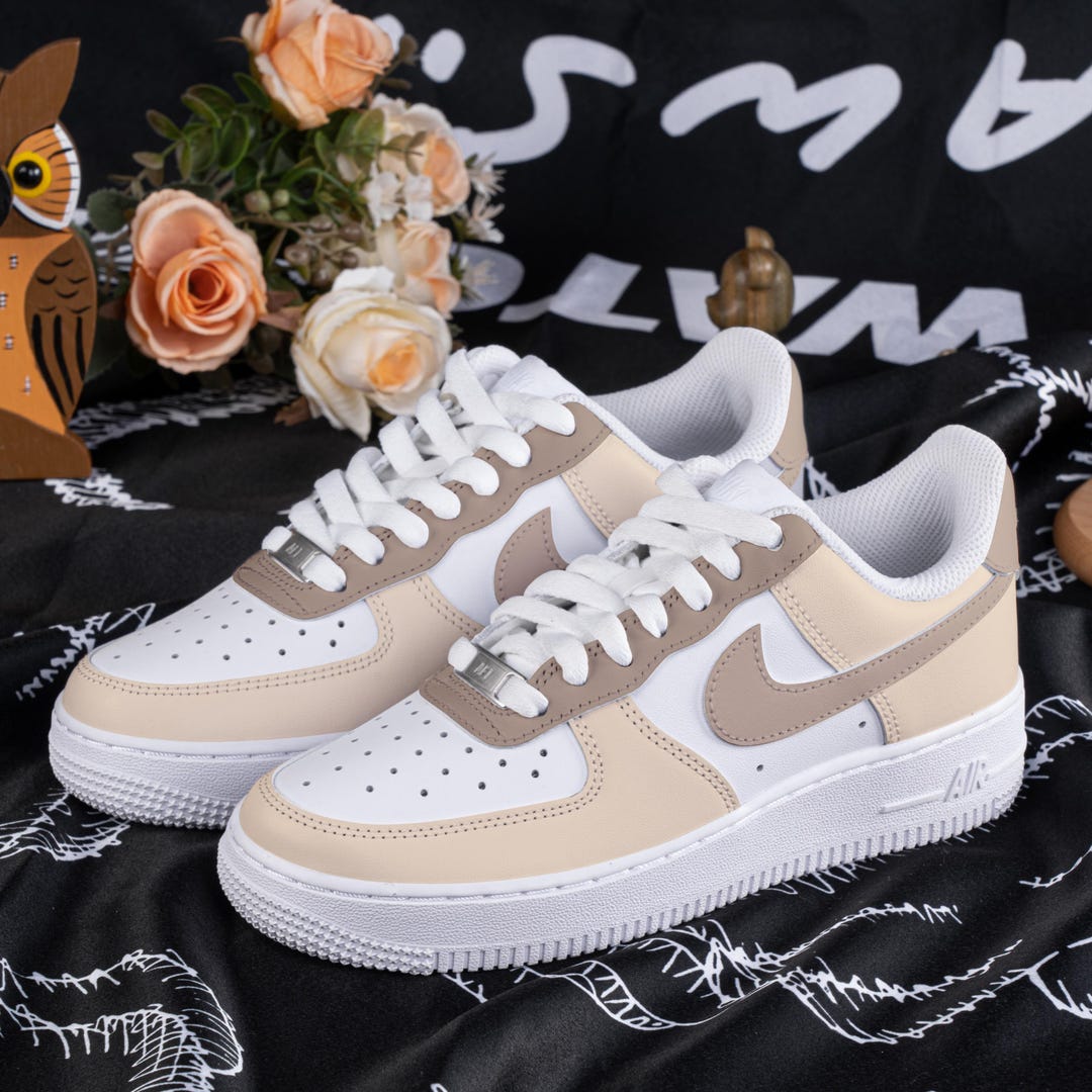 Beige Brown Air Force One Hand Painted Beige Air Force 1 Custom Brown ...