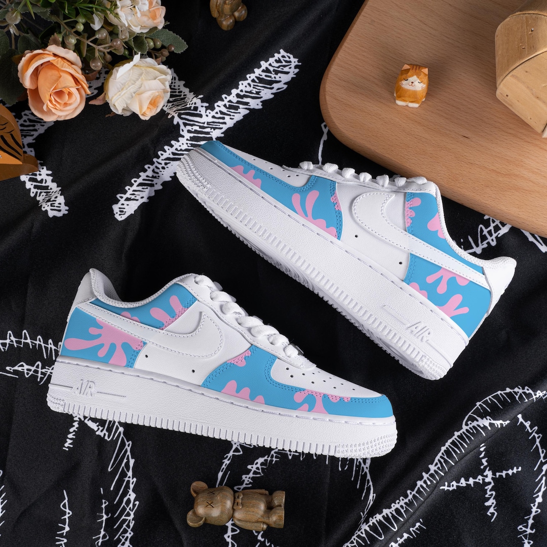 Pink Graffiti Air Force One Hand Painted Blue Pink Air Force 1 Custom ...