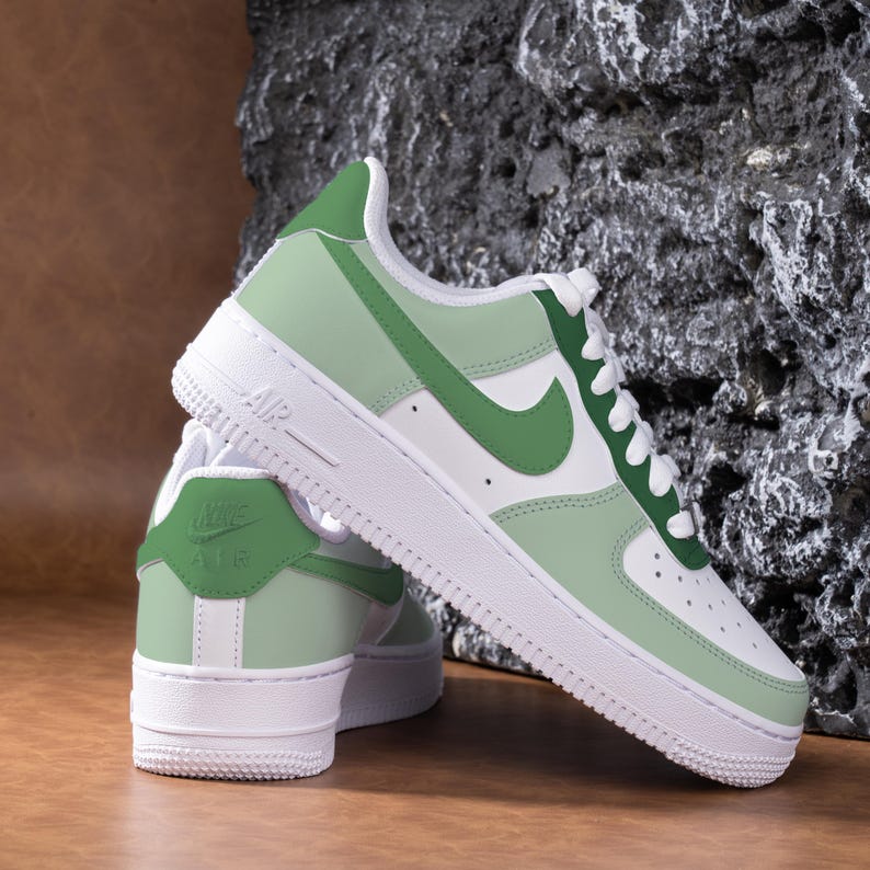 Sage Green Air Force 1 Hand Painted Light Green Sneakers Custom Colour AF1 Sneakers Pastel Green ...