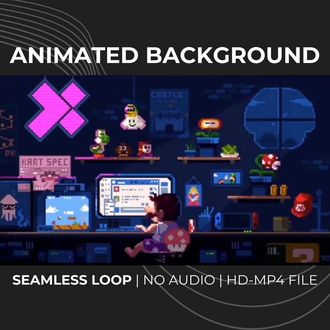 Pixel Art Nintendo Gaming Room X Browsing Animated Background Seamless ...