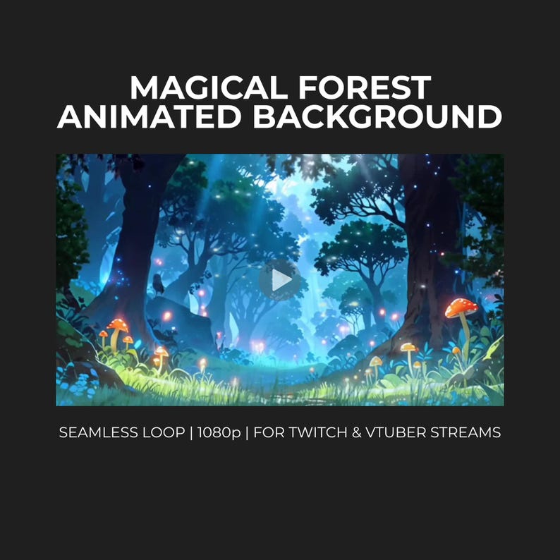 Magical Forest Animated Background: Vtuber Stream Overlay (1080p ...