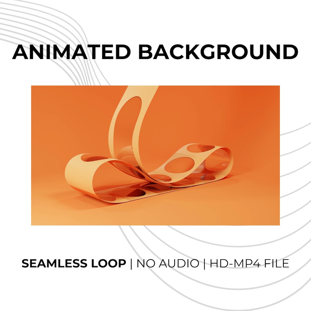 4K Abstract Animated Stream Background: Orange 3D Ribbon Loop (digital ...