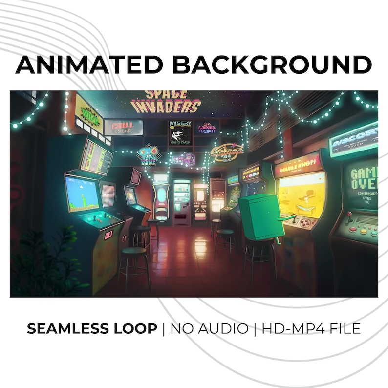 Animated Retro Arcade Background Video Loop | Gaming Room Aesthetic MP4 ...