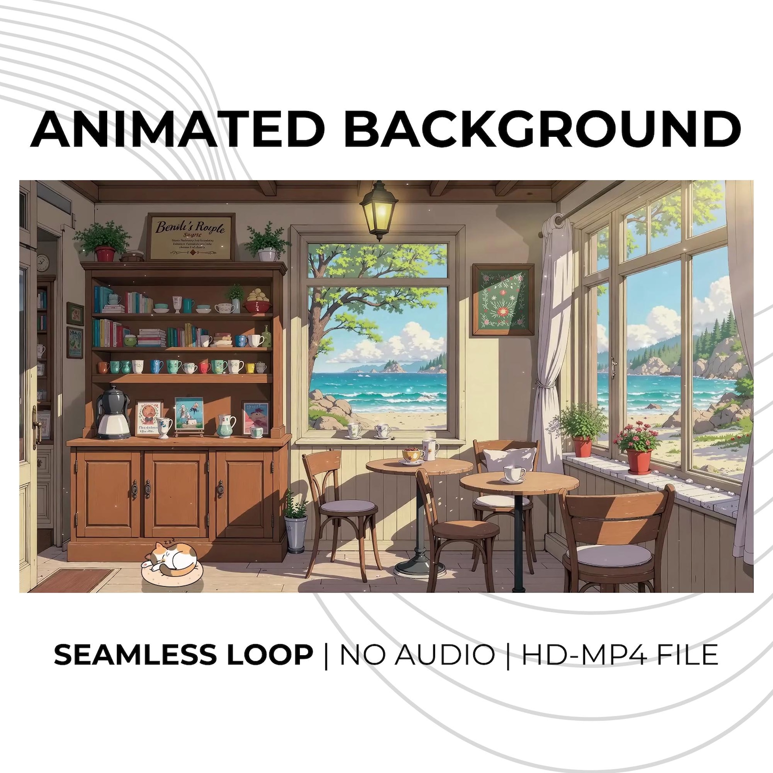 Animated Cozy Cafe & Beach View Looping Background for Virtual Calls ...