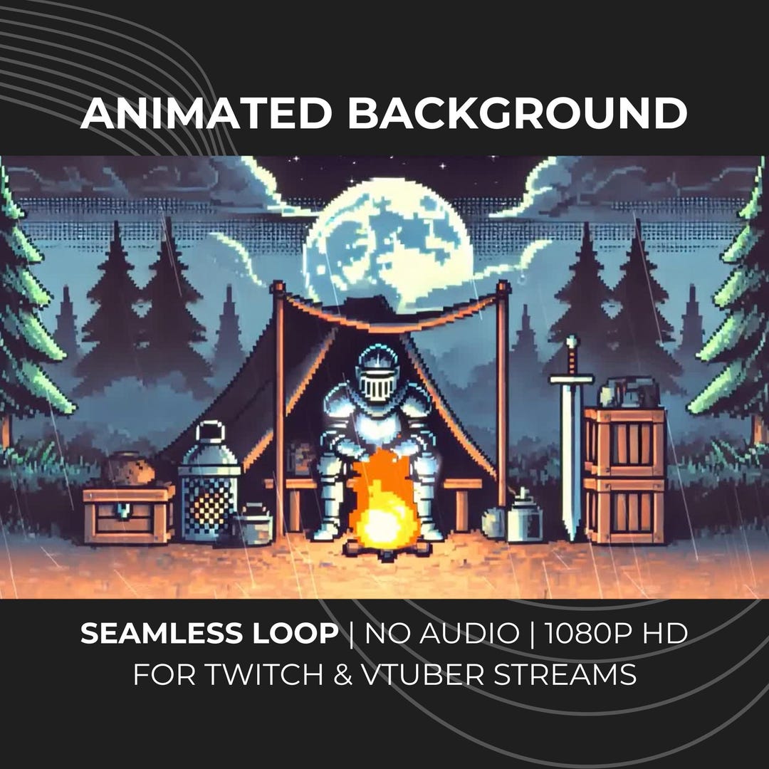 Pixel Art Knight Camp Scene Loop | 1080p Twitch Youtube OBS Fantasy ...
