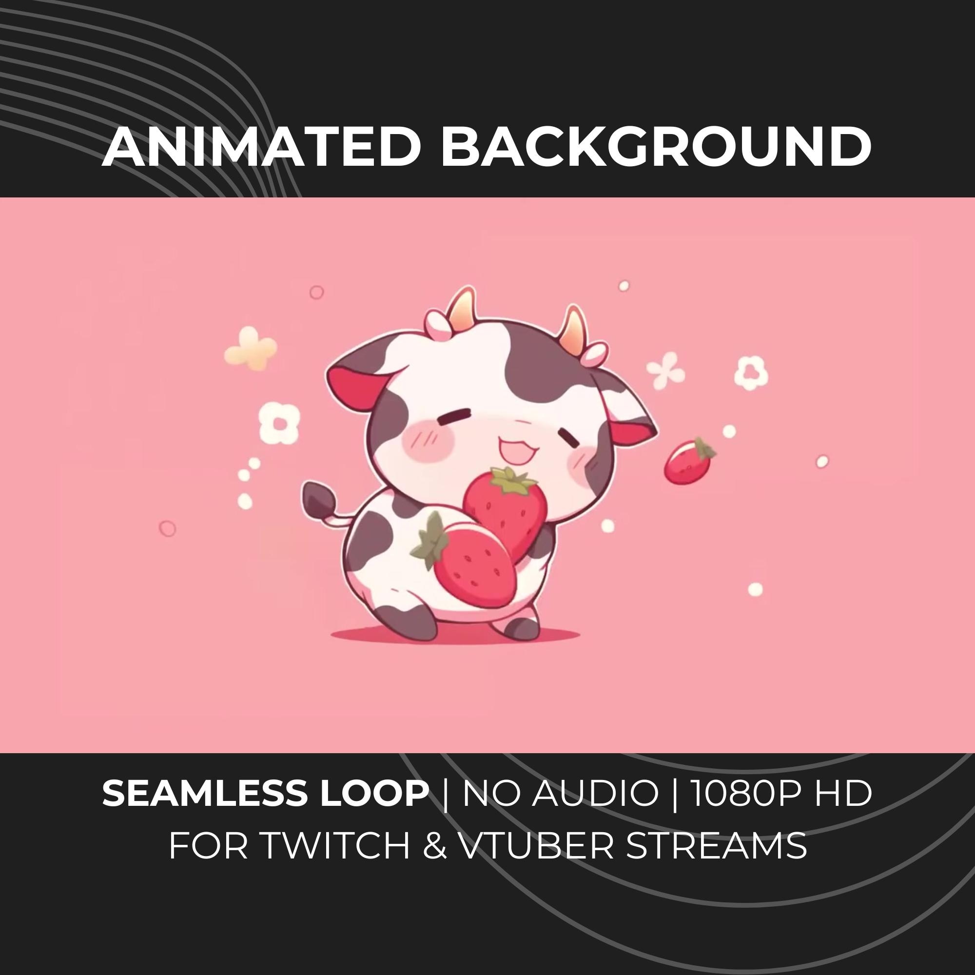 Cute Strawberry Cow Animated Background Loop | 1080p Twitch Youtube OBS ...